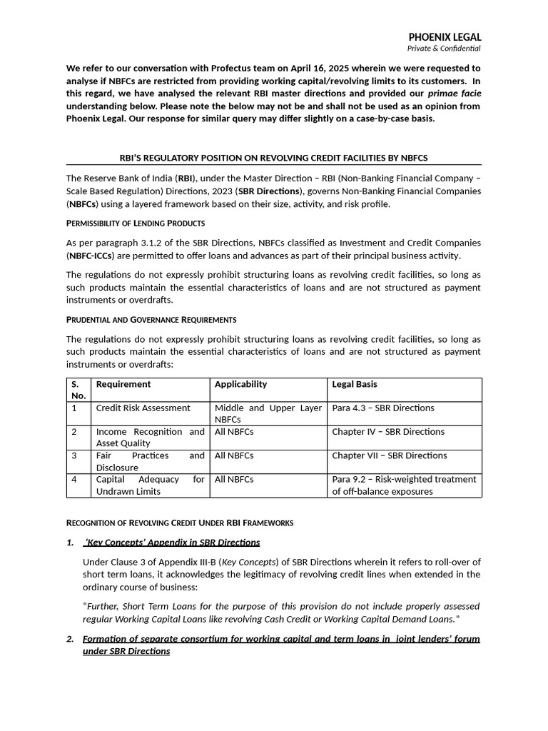 RBI Guidelines on NBFC Revolving Credit | PDF | Loans | Line Of Credit