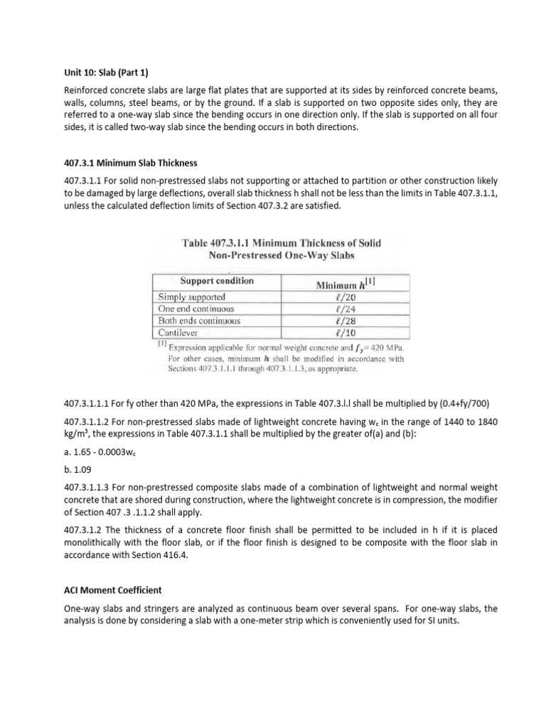 CE22S - CE BSC 232b - Lecture 10 - Slab (Part 1) | PDF | Beam ...