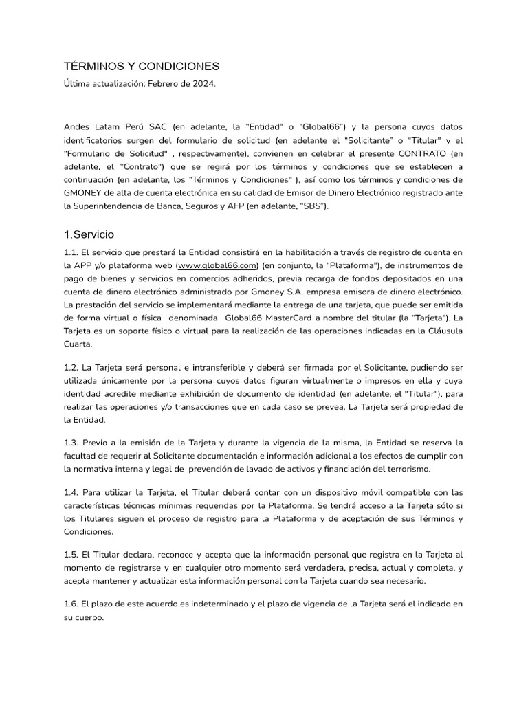 TC Global Card 08 02 PERU | PDF | Bancos | Dinero