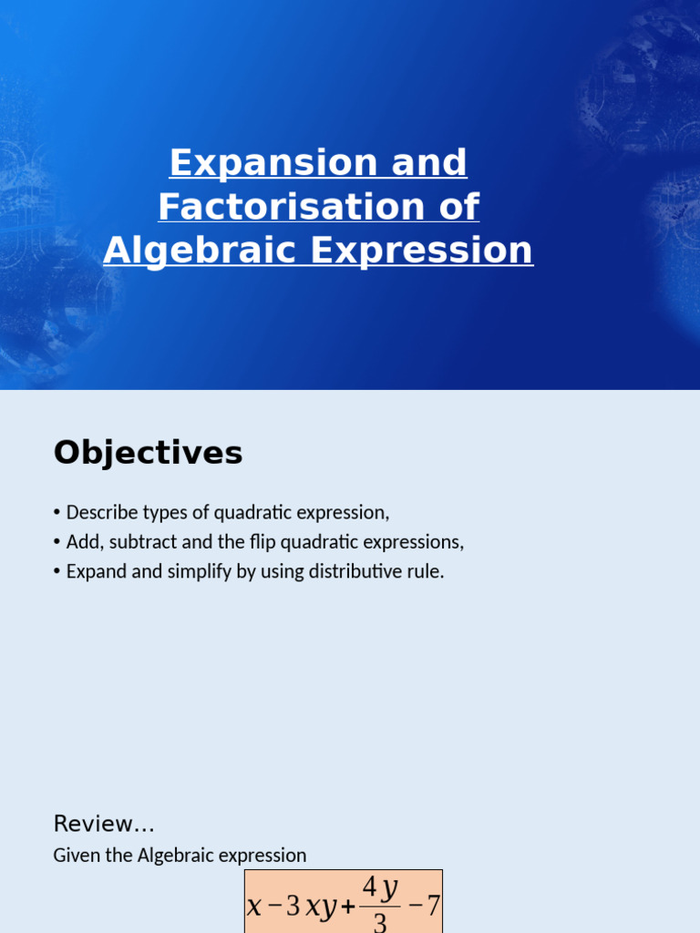 Algebraic Expression Expansion Guide | PDF | Variable (Mathematics ...