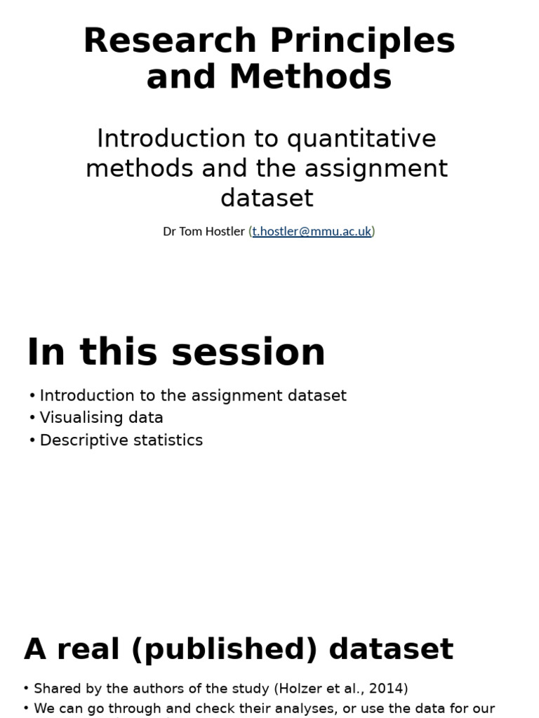 RPM Quant Introduction and Assignment Dataset Lecture - Slides | PDF