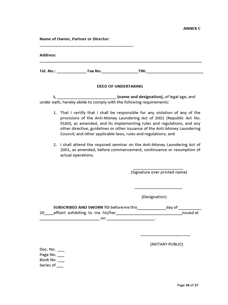Deed of Undertaking Annex C | PDF