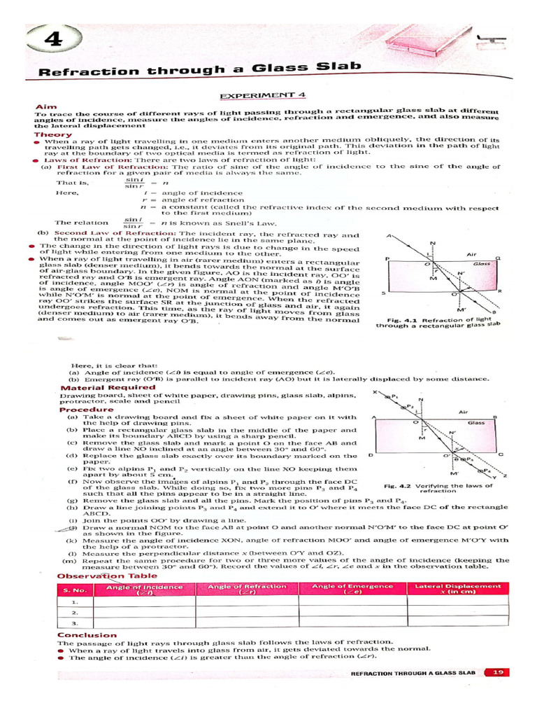 Glass Slab Experiment Guidelines | PDF