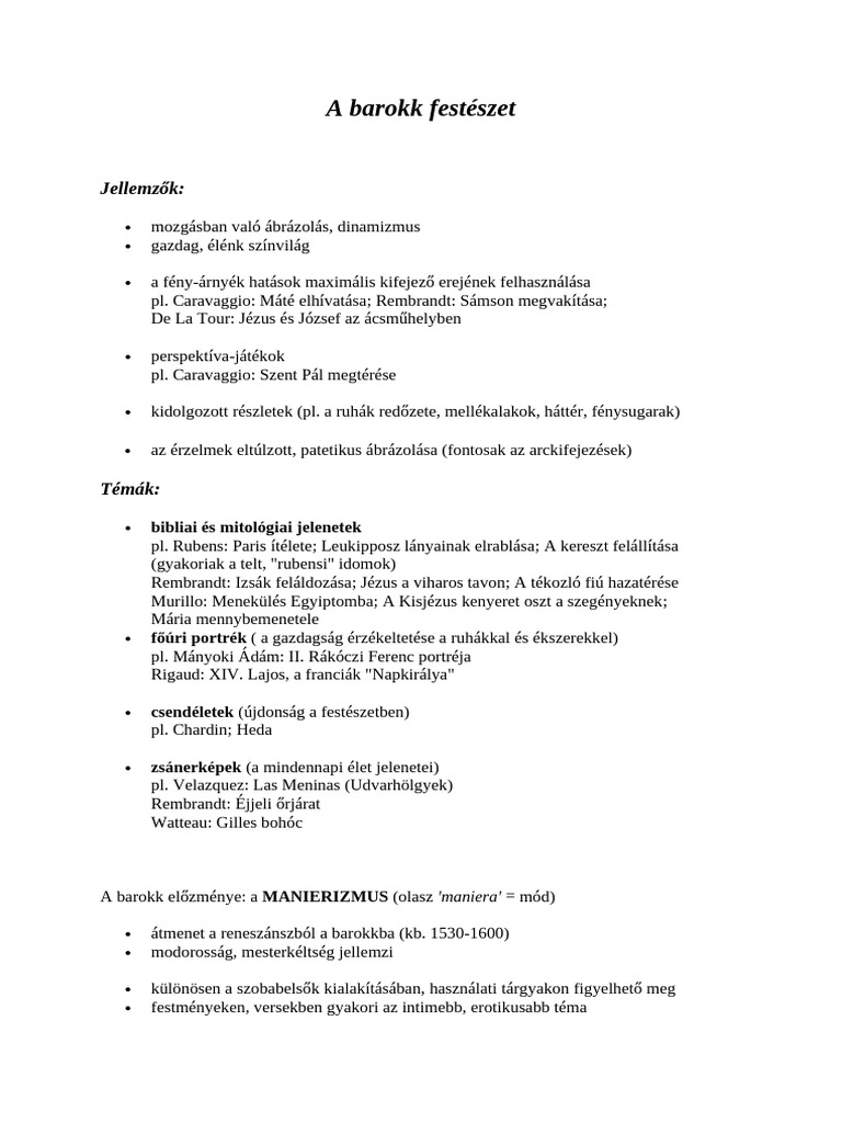 A Barokk Festészet | PDF
