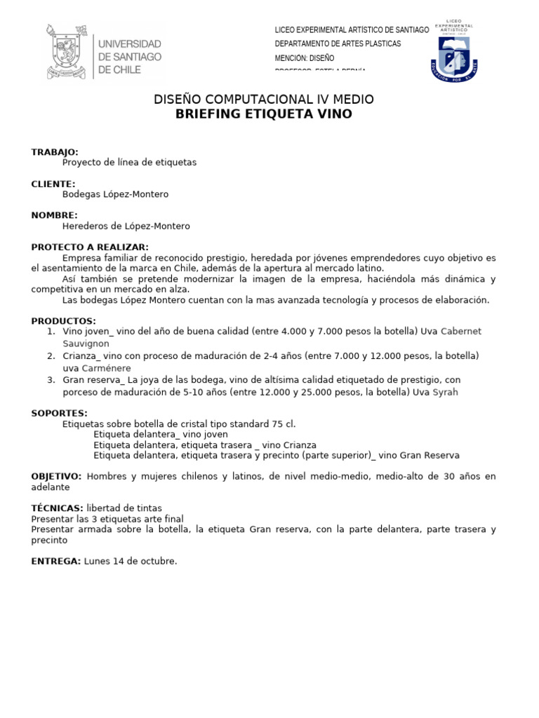 Briefing Vino Etiqueta IVM | PDF