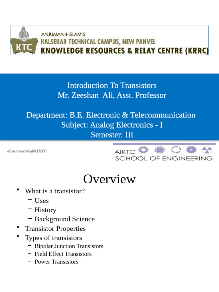 Introduction To Transistors | PDF | Bipolar Junction Transistor ...