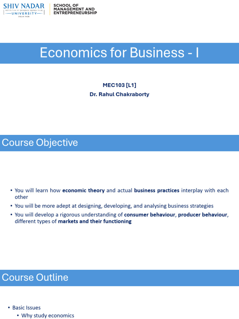 Economics for Business- Class 1_13Jan2025 | PDF | Economics | Demand