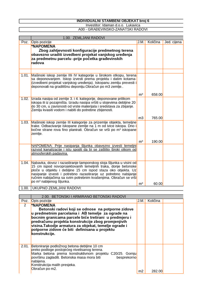 03 - Predmjer I Predračun Radova Ob6 | PDF