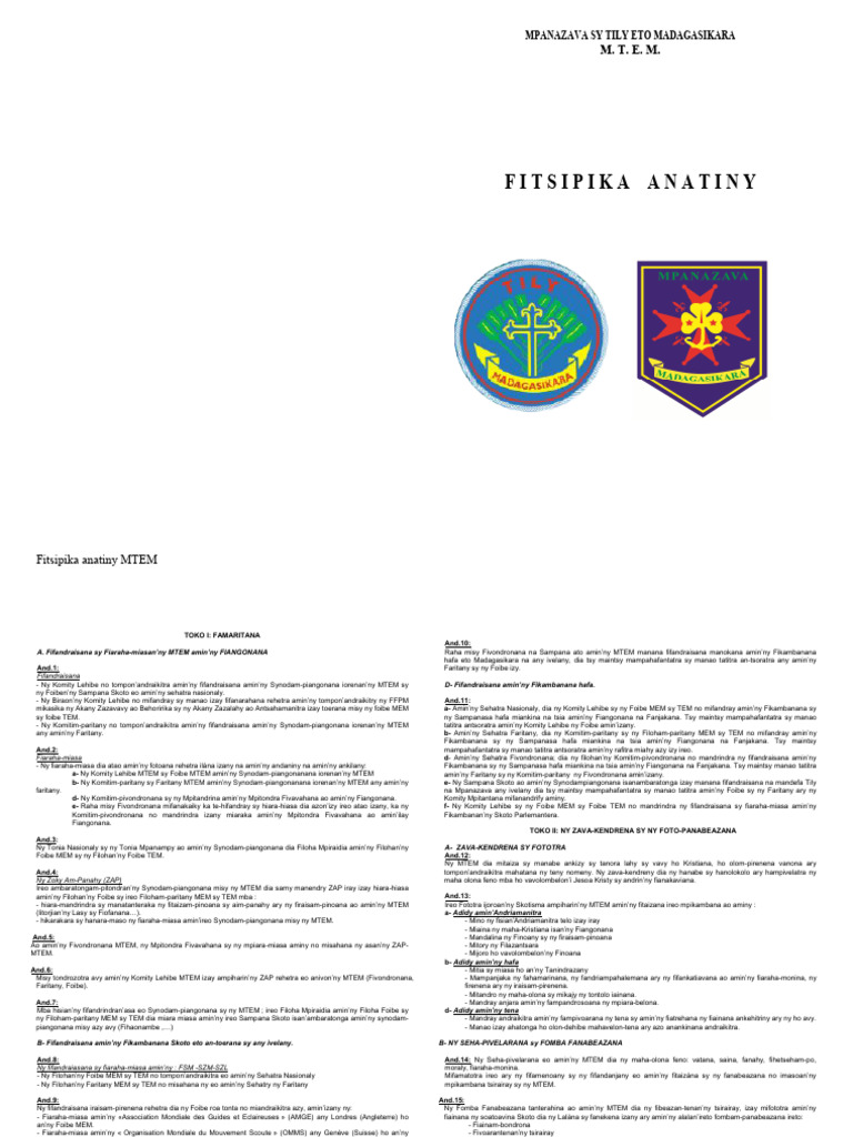 MTEM Fitsipika Anatiny-1 | PDF