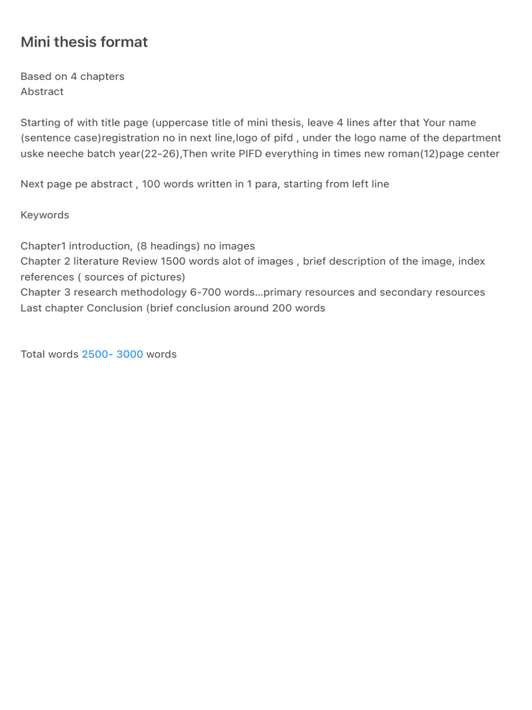Mini Thesis Format | PDF