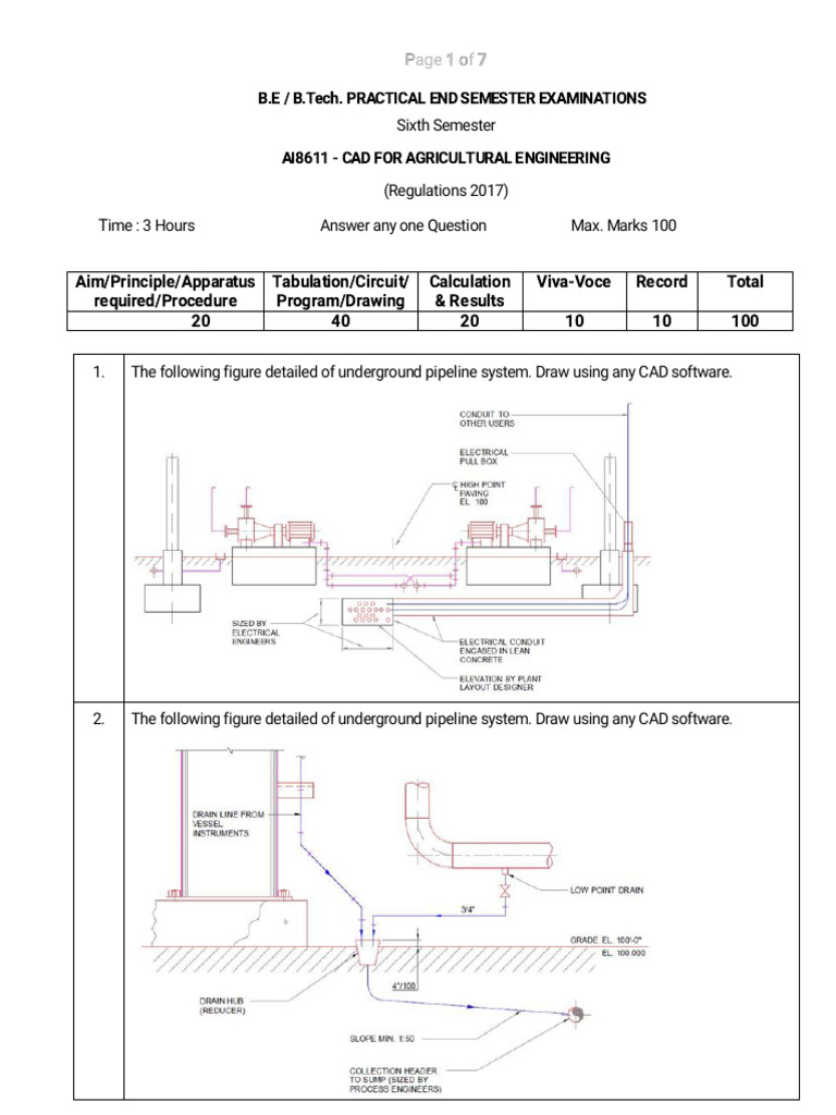 CAD Practical Exam for Ag Engineering | PDF