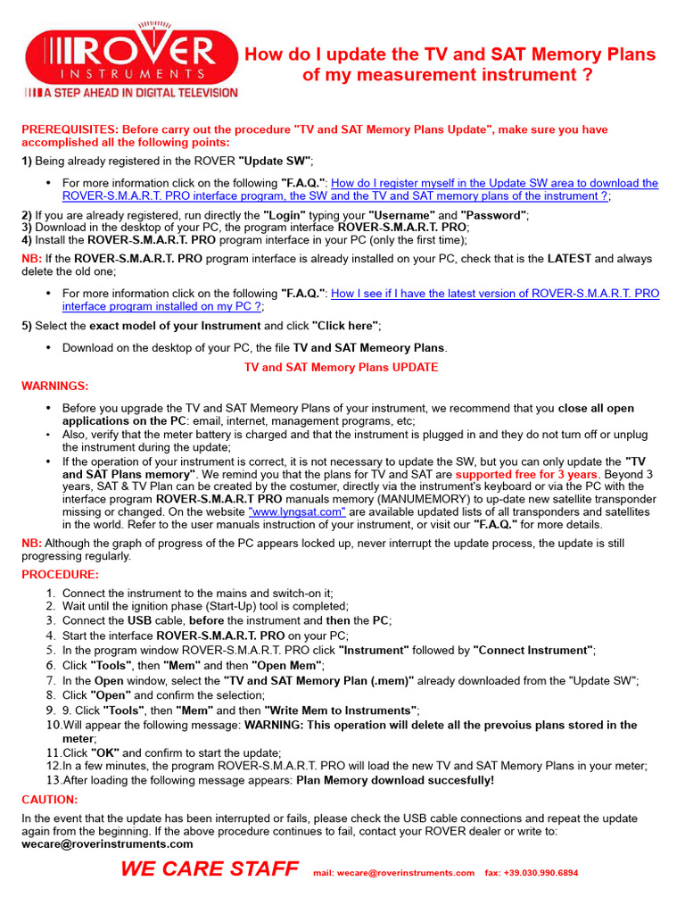 Update ROVER TV and SAT Plans Guide | PDF | Personal Computers | Computing