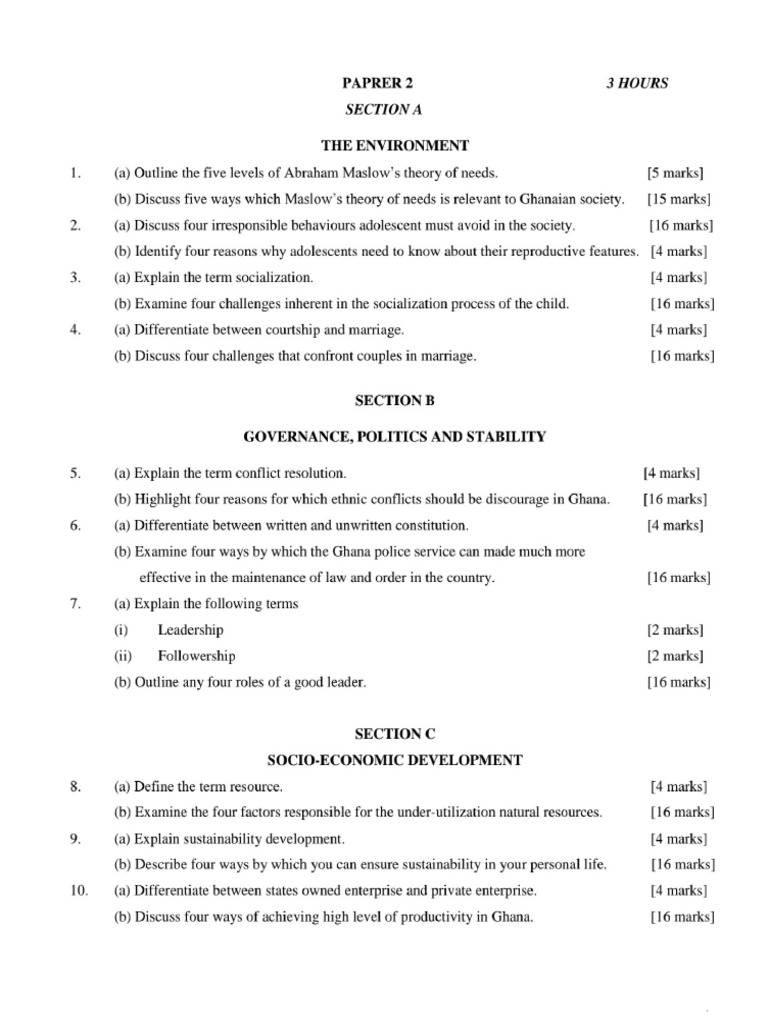 Social Studies 2024 Wassce Dito Dito Questions | PDF