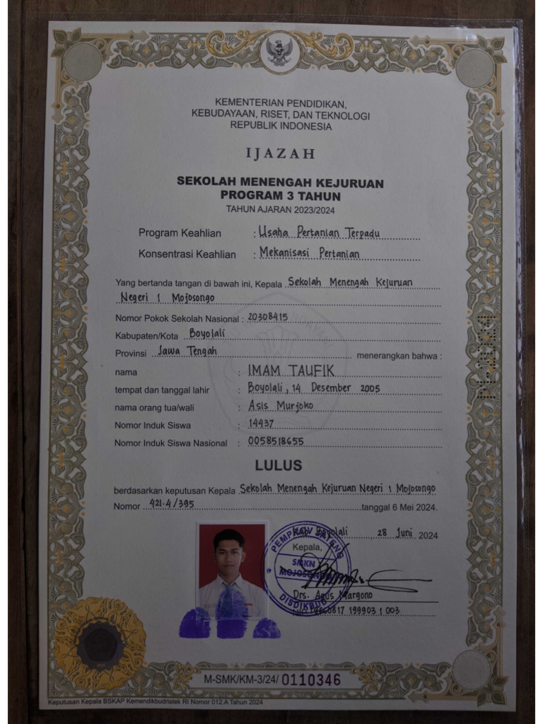 Ijazah SMK | PDF
