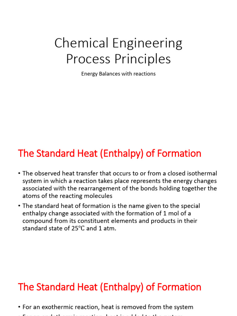 CPP Lecture 9 - Energy Balances With Reaction | PDF | Chemical Reactions | Enthalpy