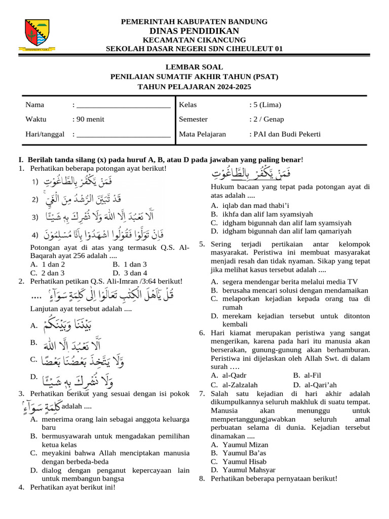 Soal Pat Pai Kelas.5 Kurmer | PDF