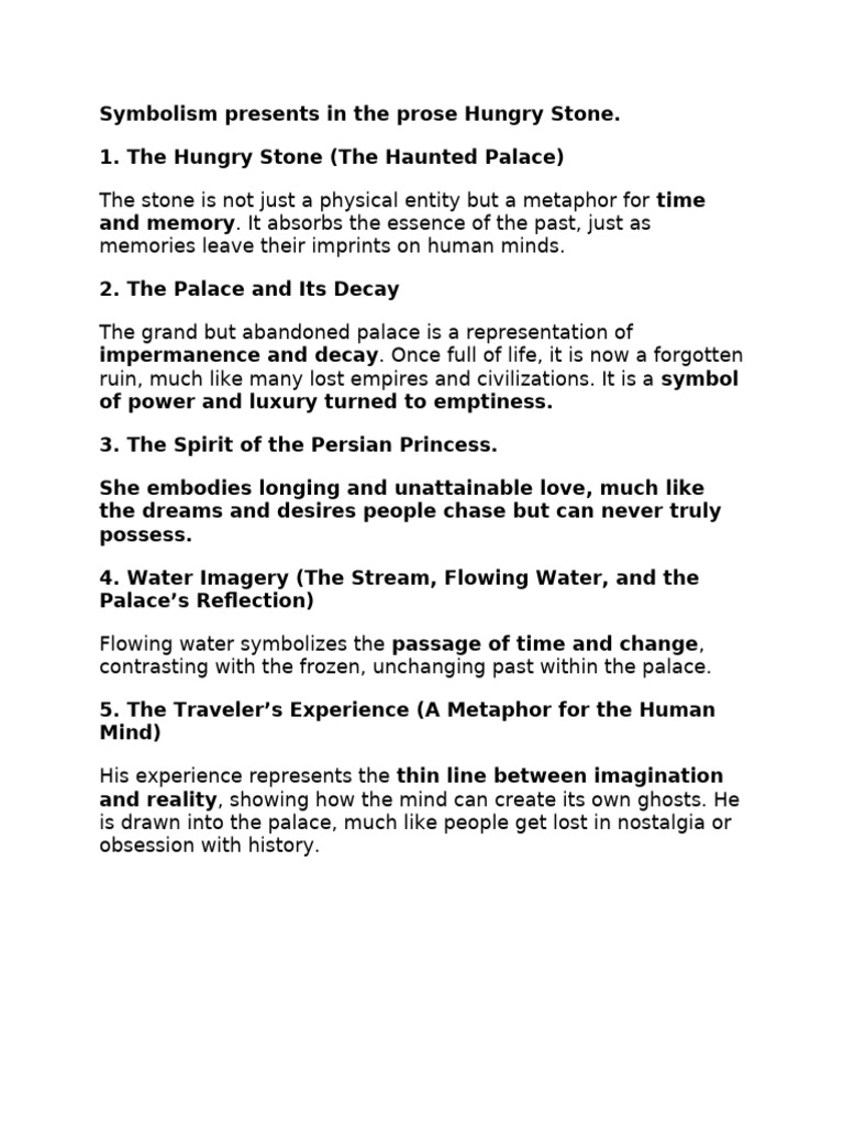 Symbolism Presents in The Prose Hungry Stone | PDF