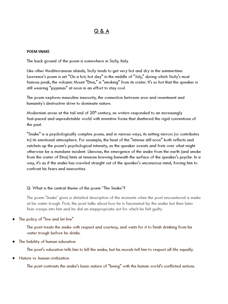 Questions and Answers On Poems | PDF