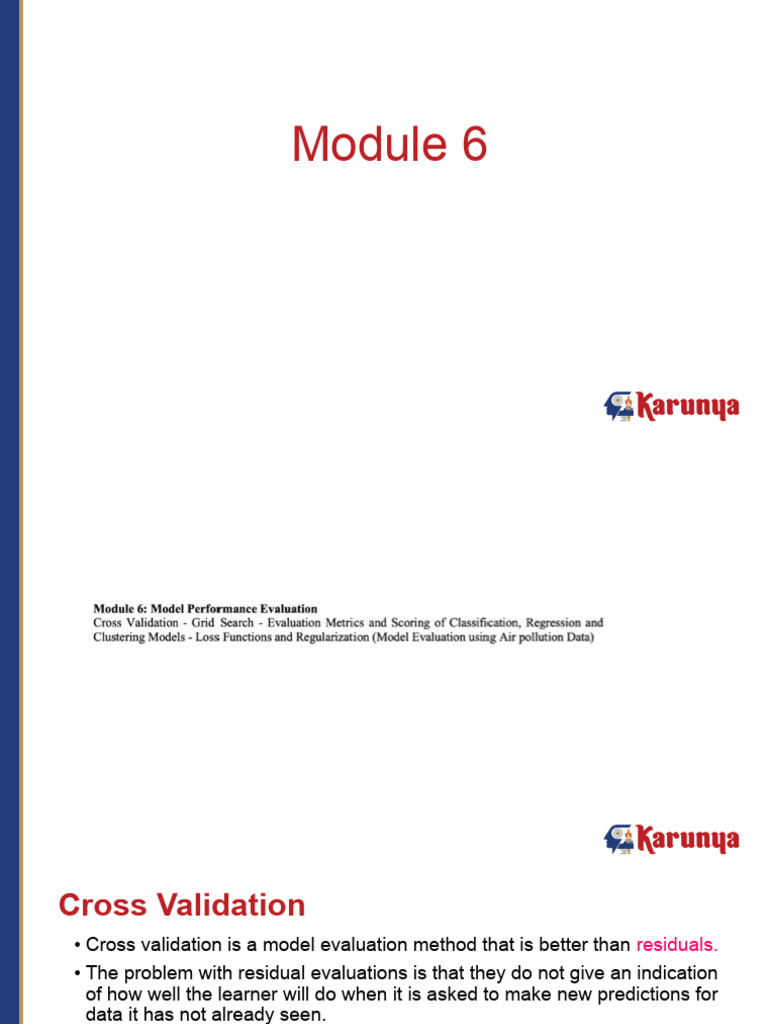 Cross Validation and Performance Evaluation | PDF | Cross Validation (Statistics) | Applied ...