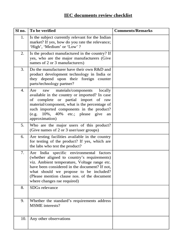 ISO-IEC Documents Review Checklist | PDF