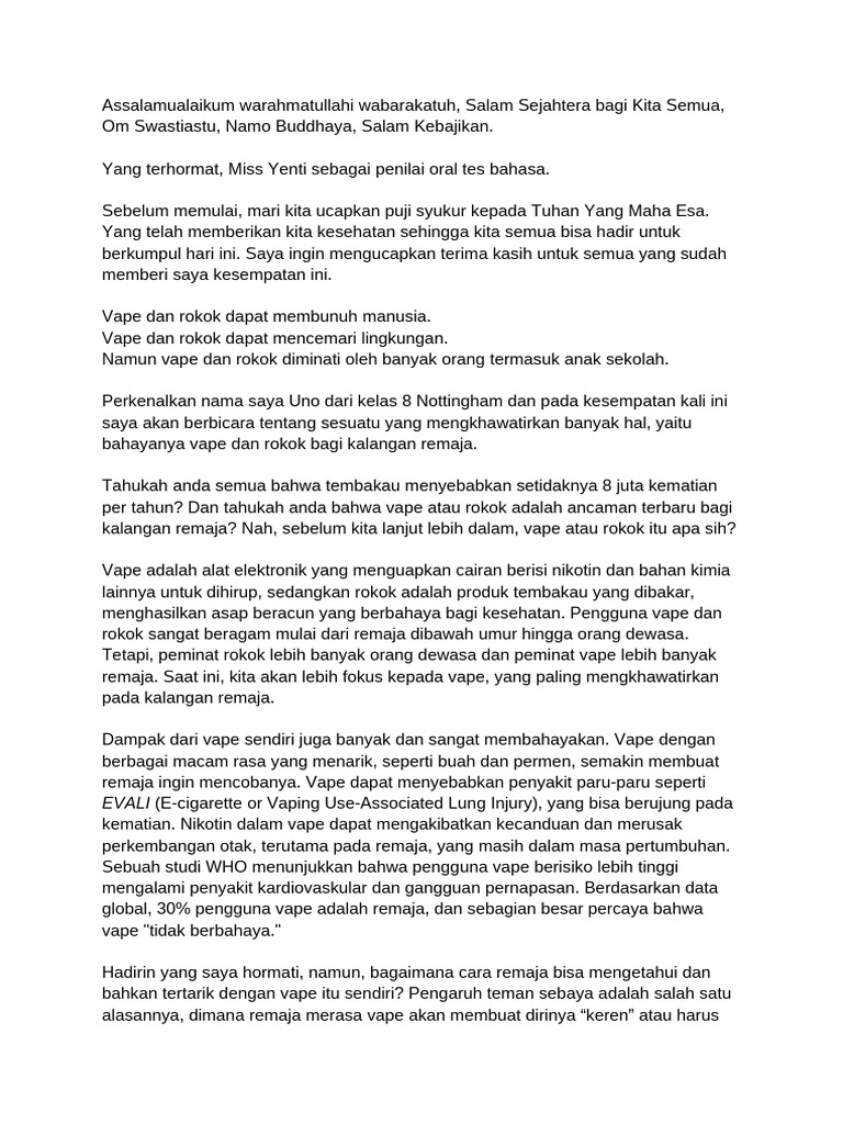 Dampak Buruk Vape Dan Rokok Pada Kalangan Remaja - Queenieta Uno Soraya ...