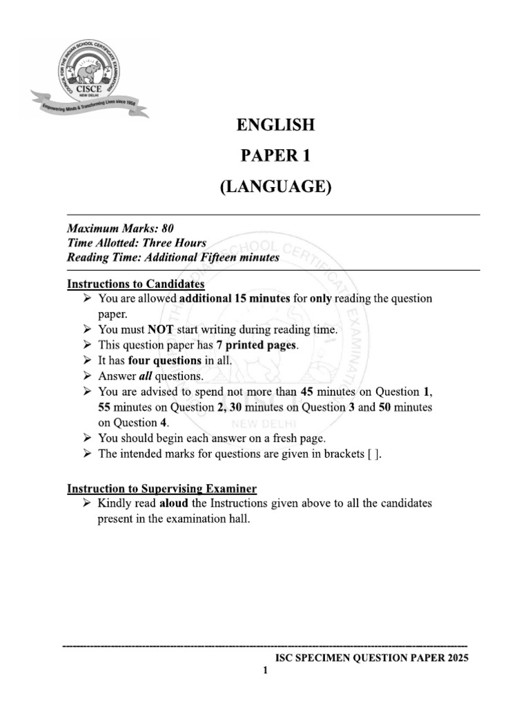 Sample Paper Language | PDF