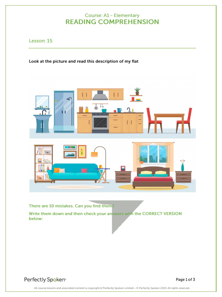 A1 - Lesson 15 - Reading Comprehension | PDF