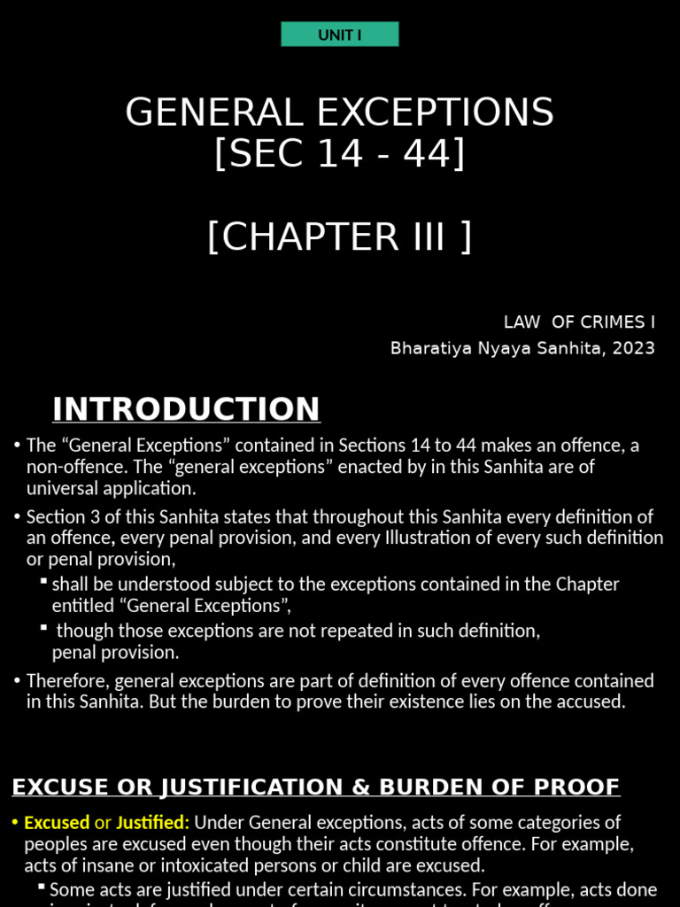 General Exceptions | PDF | Burden Of Proof (Law) | Insanity Defense