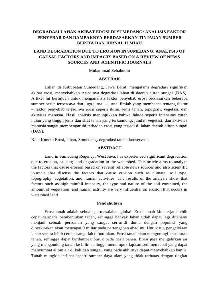 Analisis Tingkat Erosi Di Daerah Aliran Sungai Sumedang | PDF