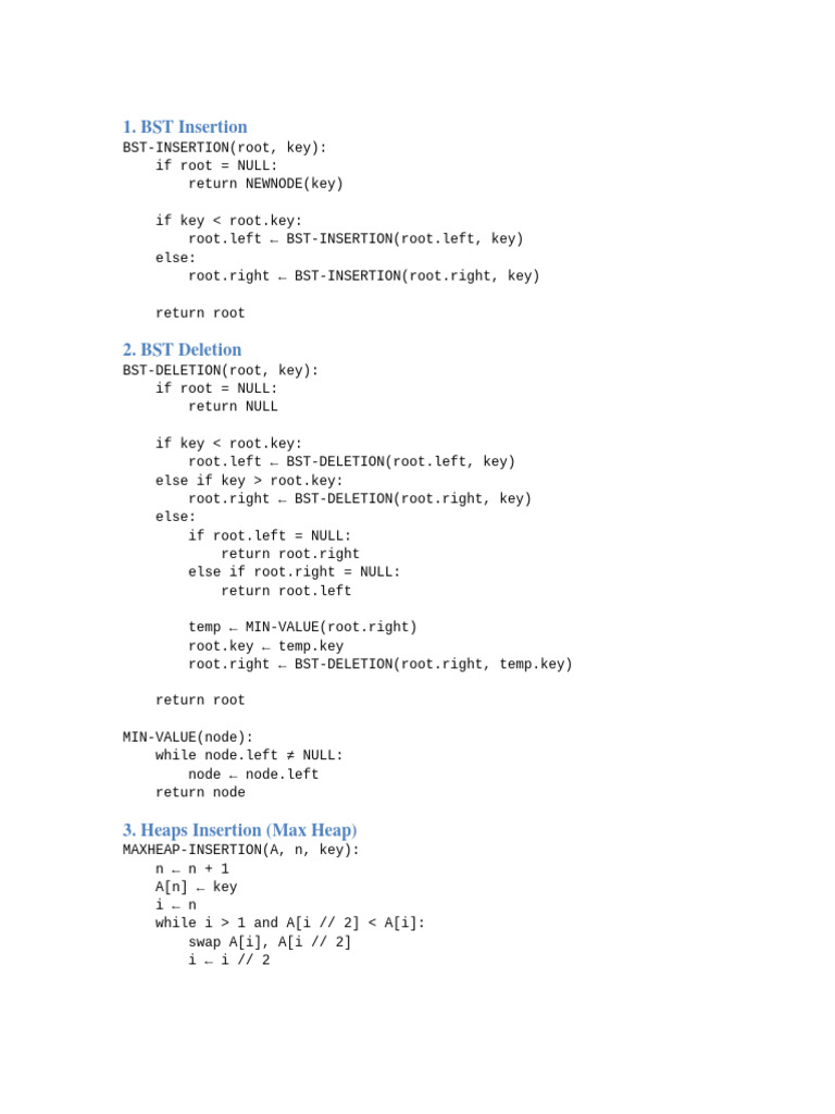 Heap BST AVL Algorithms | PDF | Algorithms And Data Structures | Algorithms Heap BST AVL Algorithms | PDF | Algorithms And Data Structures | Algorithms