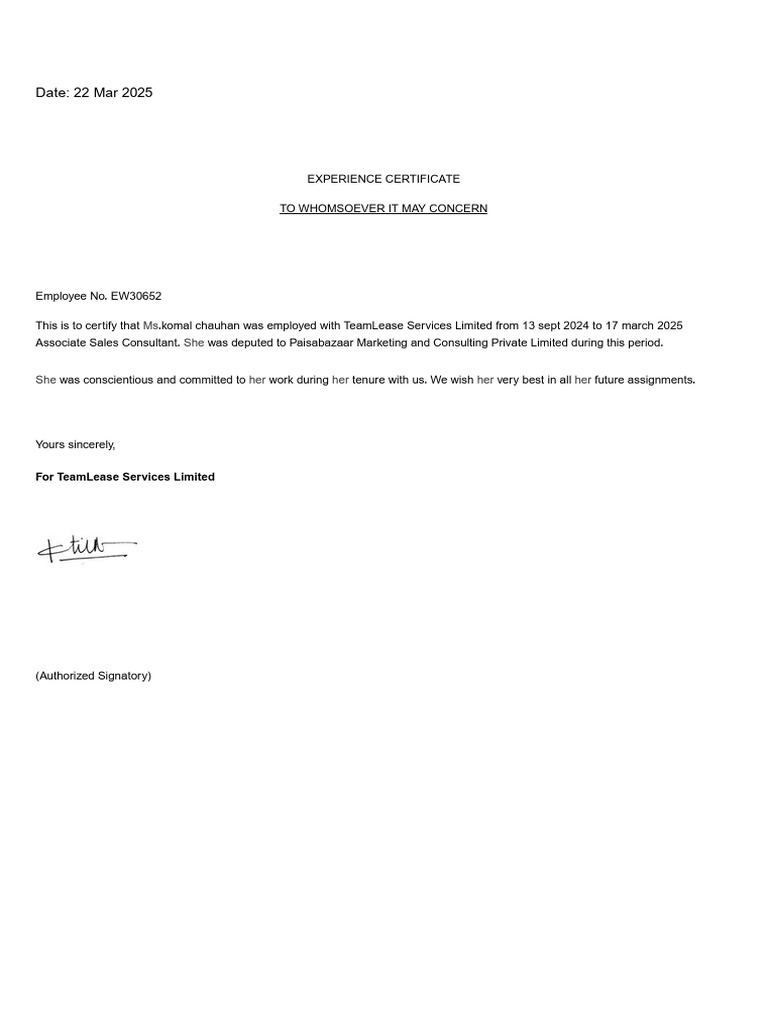 Experience Letter-1.docx - 20250605 - 183318 - 0000 | PDF