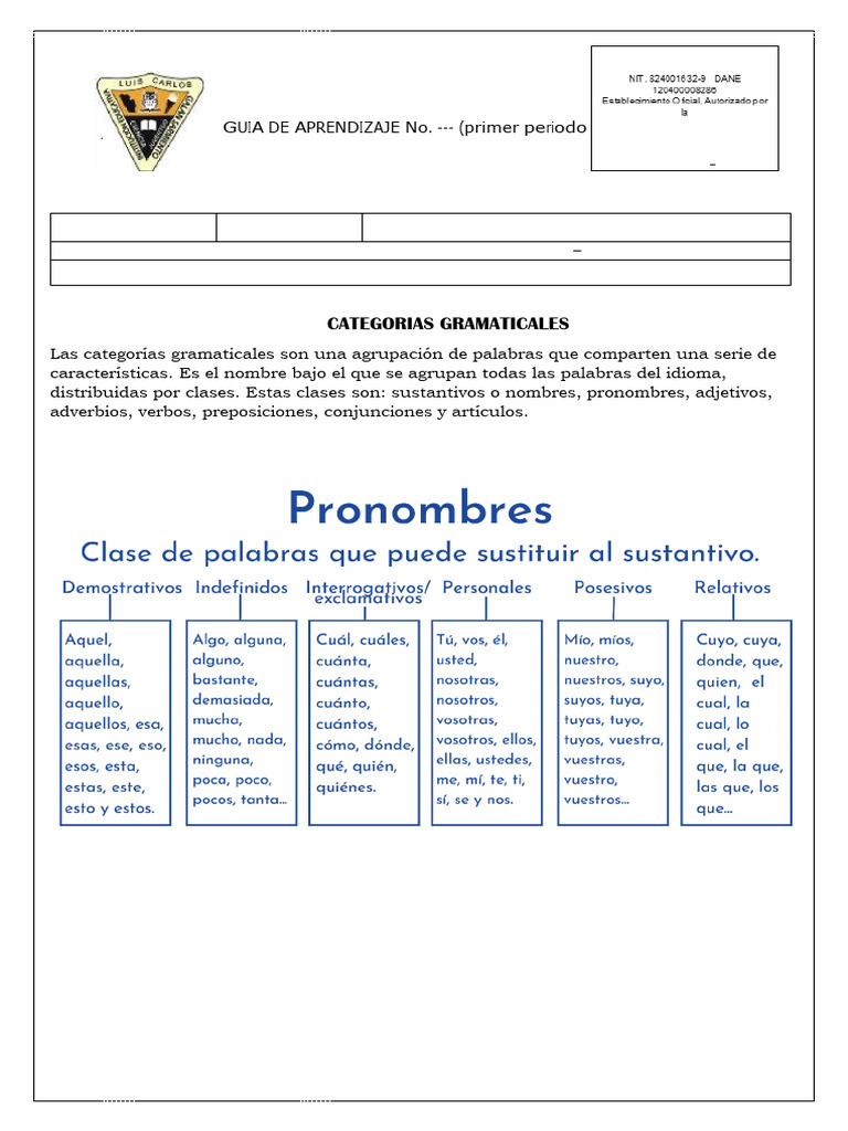 Categorias Gramaticales - PDF 2 | PDF