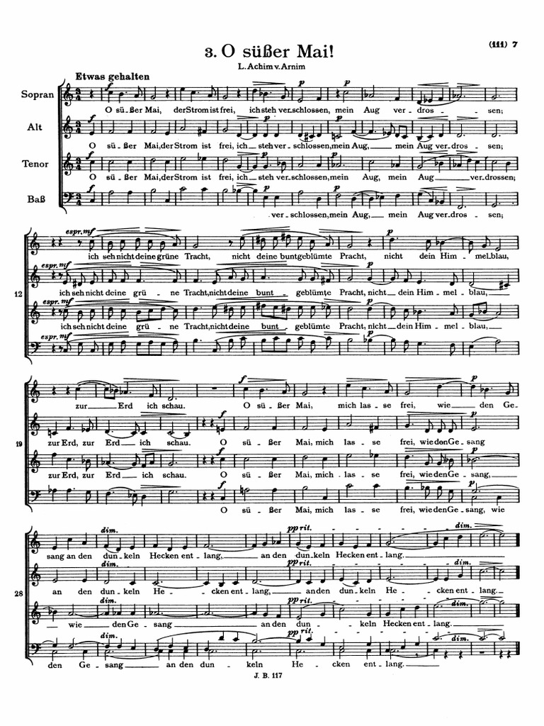 Brahms Werke Band 21 Breitkopf JB 117 Op 93a Scan O Suesser Mai | PDF