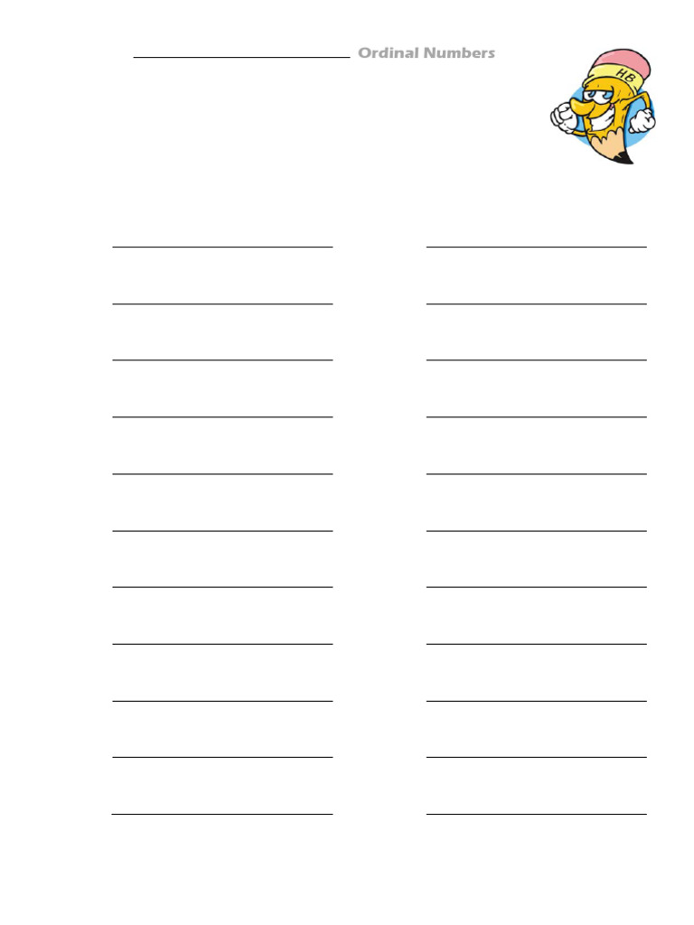 Ordinal Numbers Practice Worksheet | PDF
