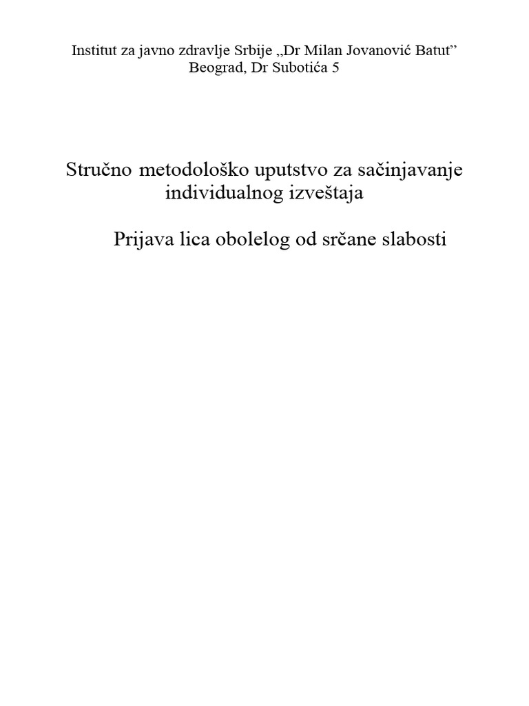 SMU Prijava Lica Obolelog OdI Srcane Slabosti | PDF