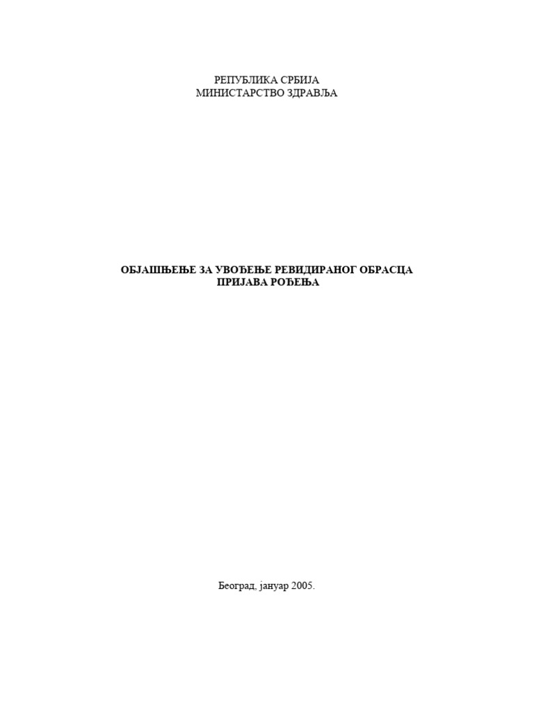 Prijava Rodjenja UPUTSTVO | PDF