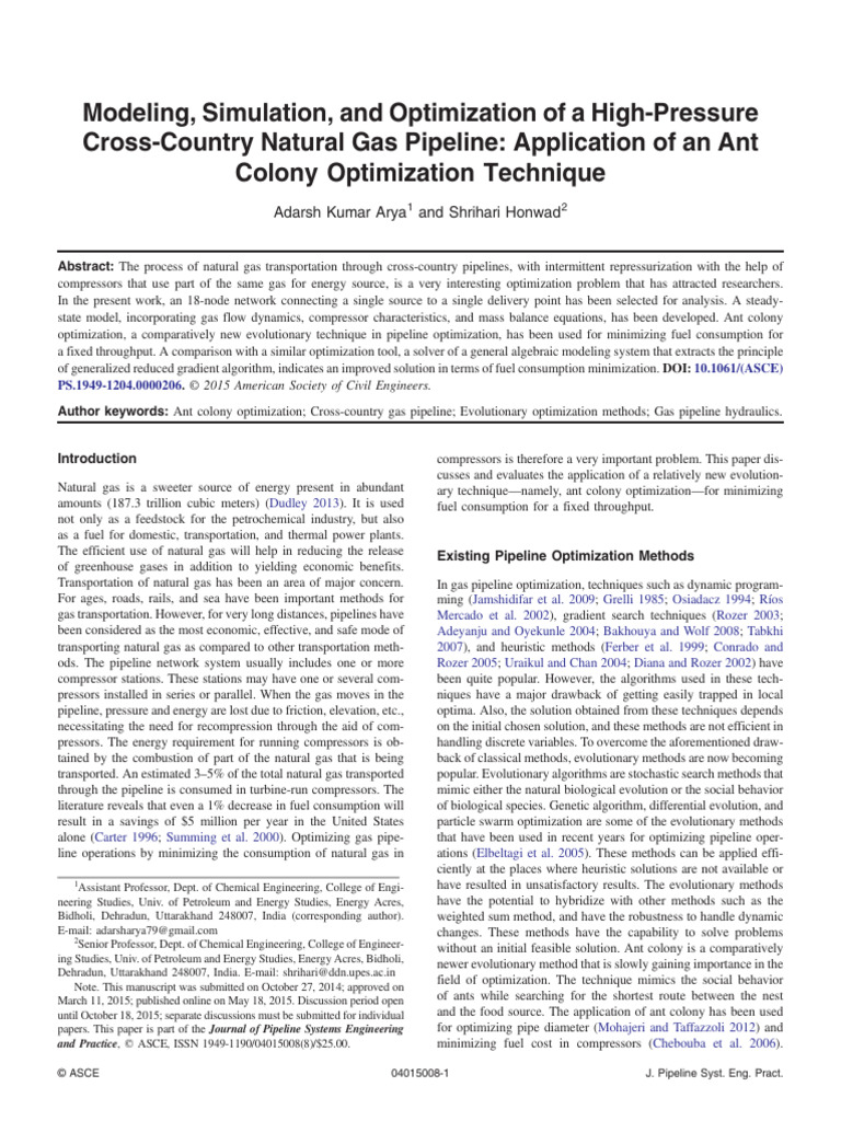 Arya, Honwad - 2016 - Modeling, Simulation, and Optimization of A High-Pressure Cross-Country ...