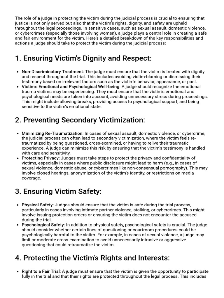 Judge's Role in Victim Protection | PDF | Domestic Violence ...