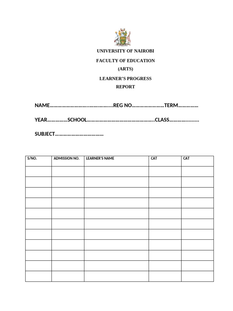 Learner's Progress Report | PDF