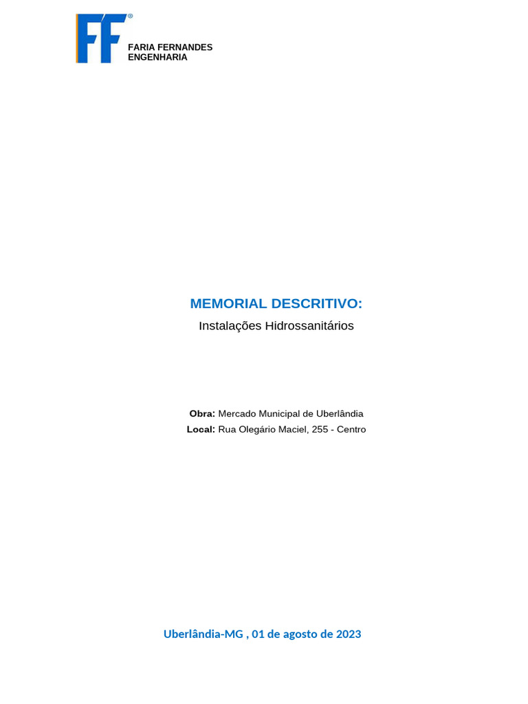 Memorial Descritivo - Hidro | PDF | Válvula | Águas residuais