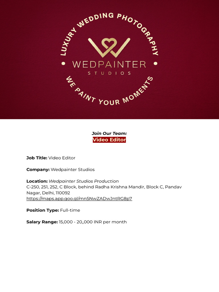 WPS - Job Description - Video Editor | PDF | Business