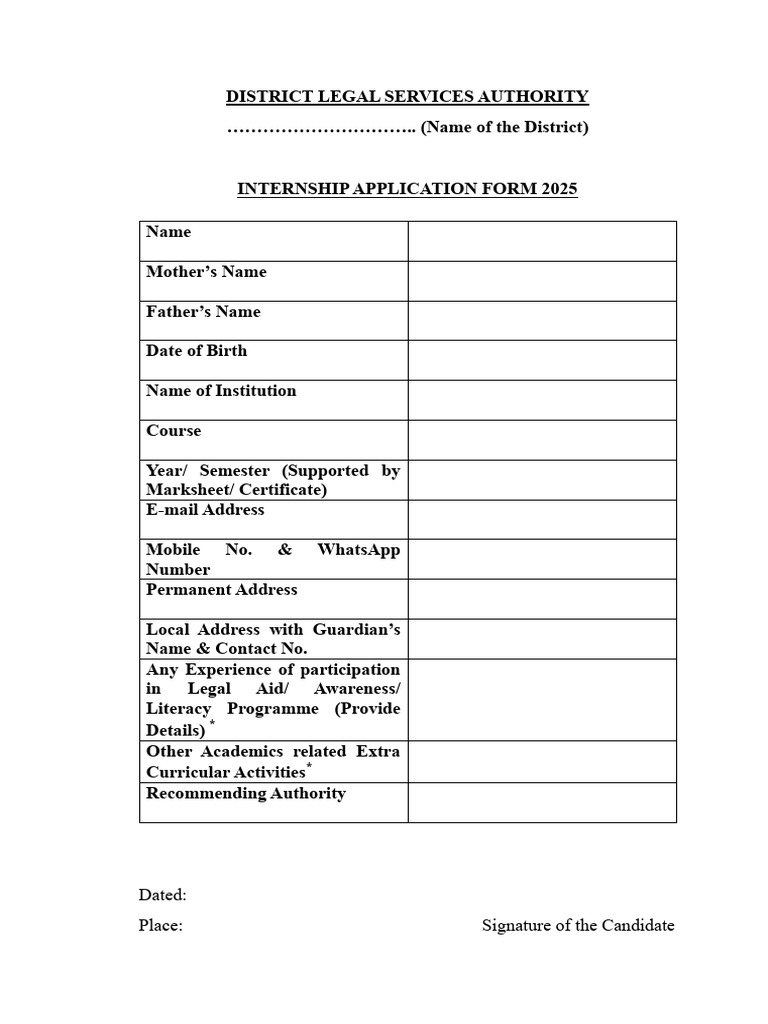 DLSA Internship Application 2025 | PDF