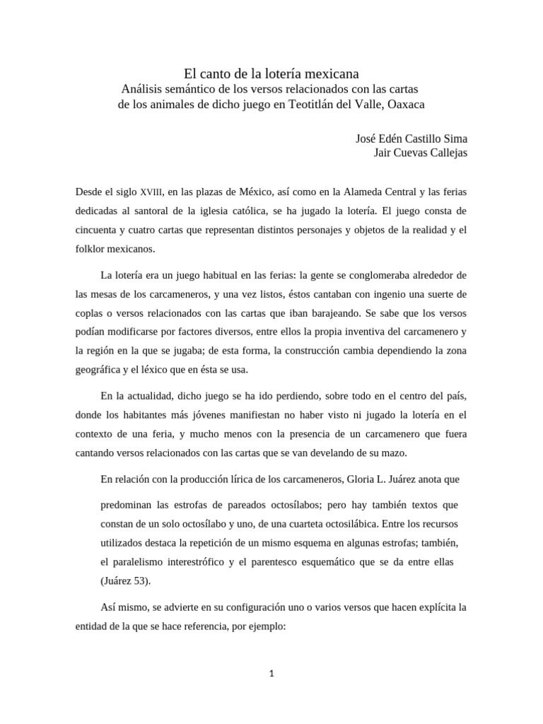 TF. El Canto de La Lotería Mexicana | PDF | Palabra | Aves