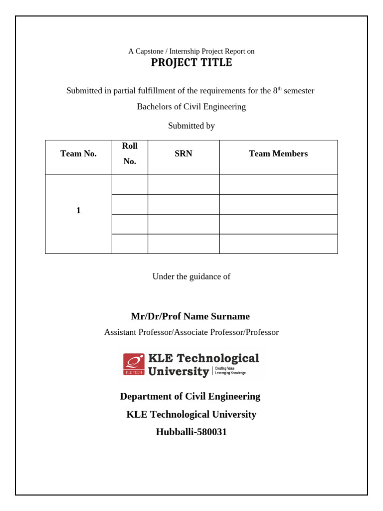Capstone Project Report Template - 2025 | PDF | Educational Stages ...