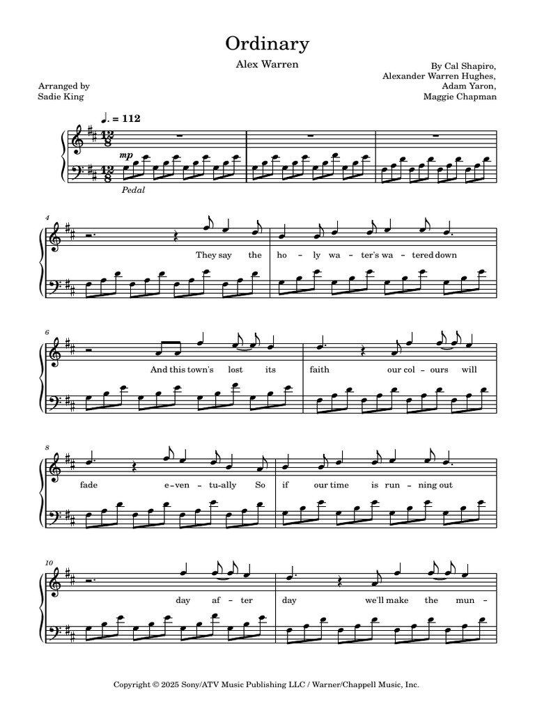 Ordinary Piano Sheet Music PDF | PDF | Music Industry