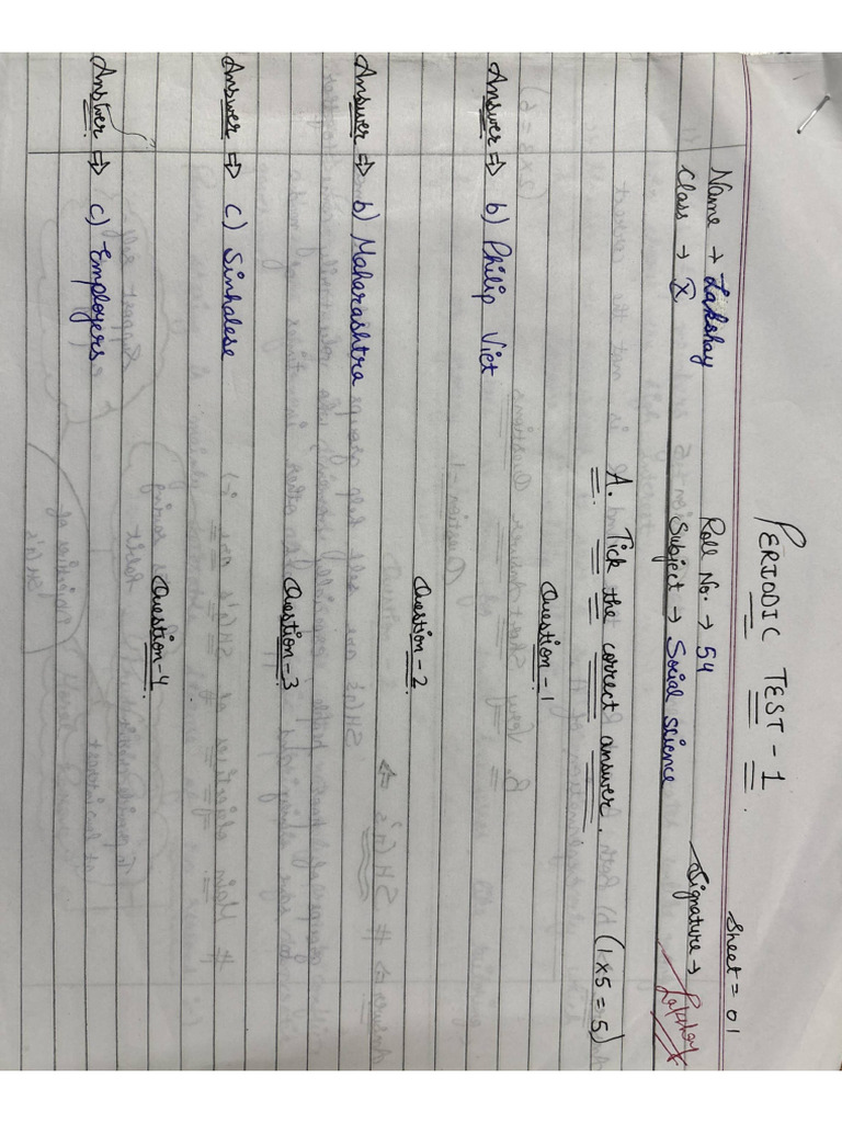 Class 10th SST PT-1 Paper Attemptation | PDF