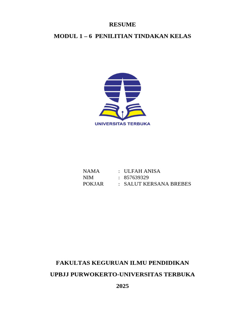Resume Modul 1 6 Penelitian Tindakan Kelas | PDF