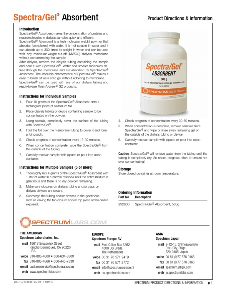 Spectra Gel Absorbent | PDF | Chemistry | Materials