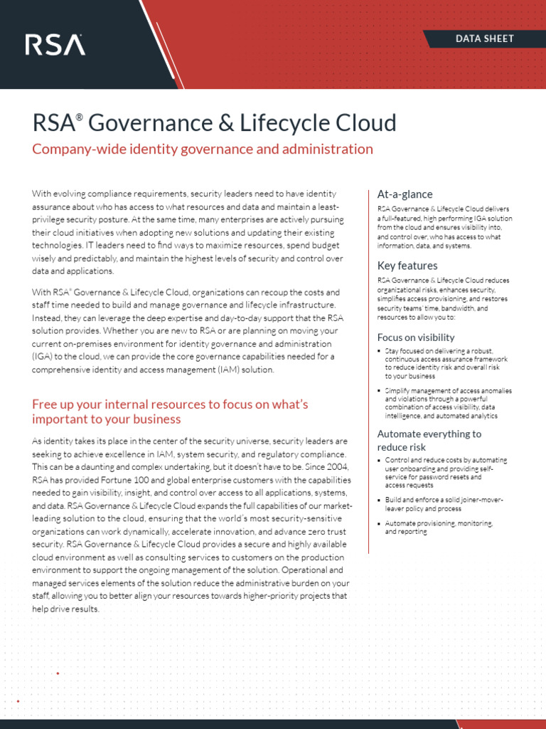 RSA Governance Lifecycle Cloud Datasheet | PDF | Cloud Computing | Computing