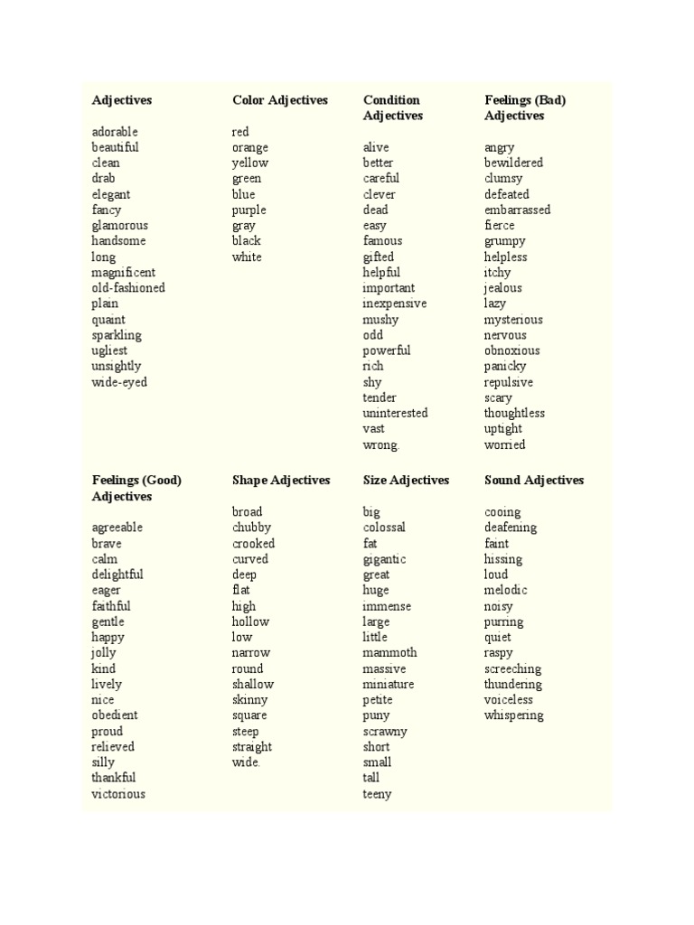 Adjectives for Writers | PDF | Social Science | Religion & Spirituality